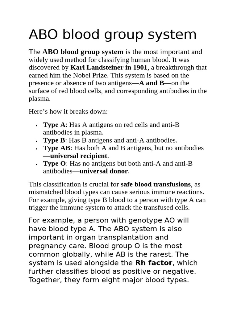 ABO Blood Group System | PDF