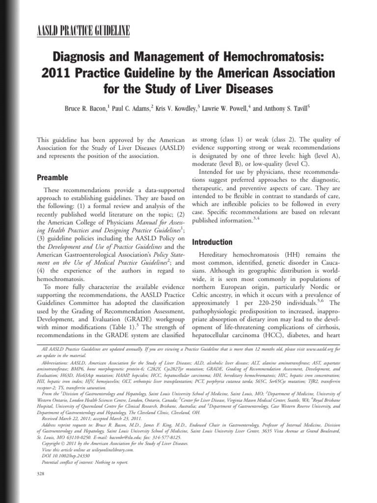 AASLD Guidelines on Hemochromatosis | PDF | Medical Specialties ...