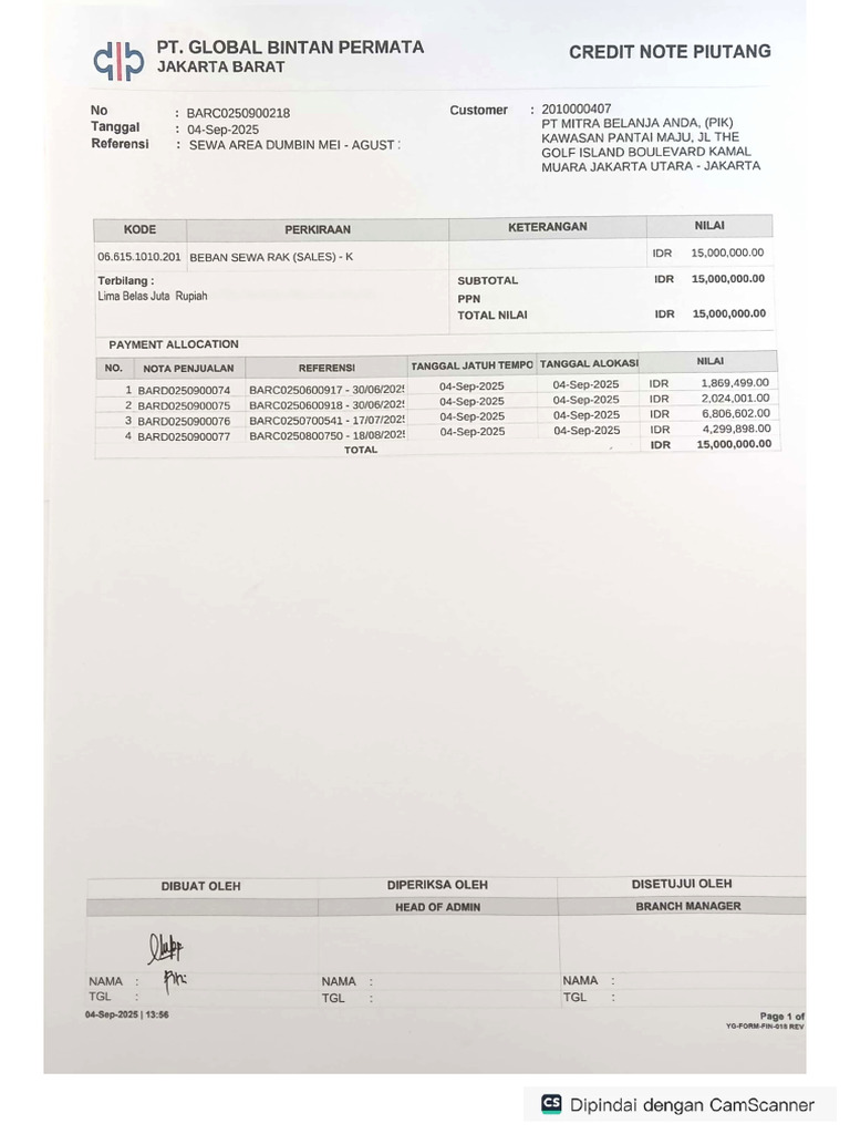 Barc0250900218,219,220-Bard0250900078-Pt Mitra Belanja Anda | PDF