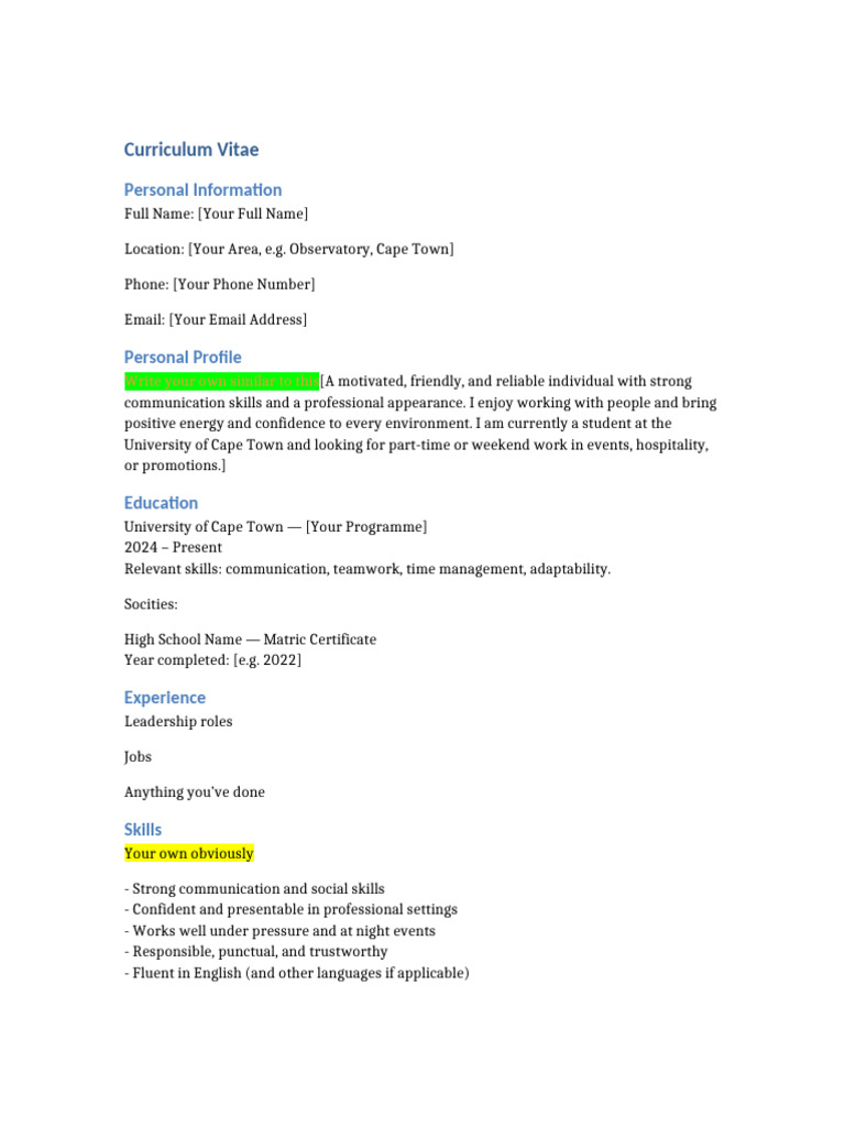 CV Template | PDF