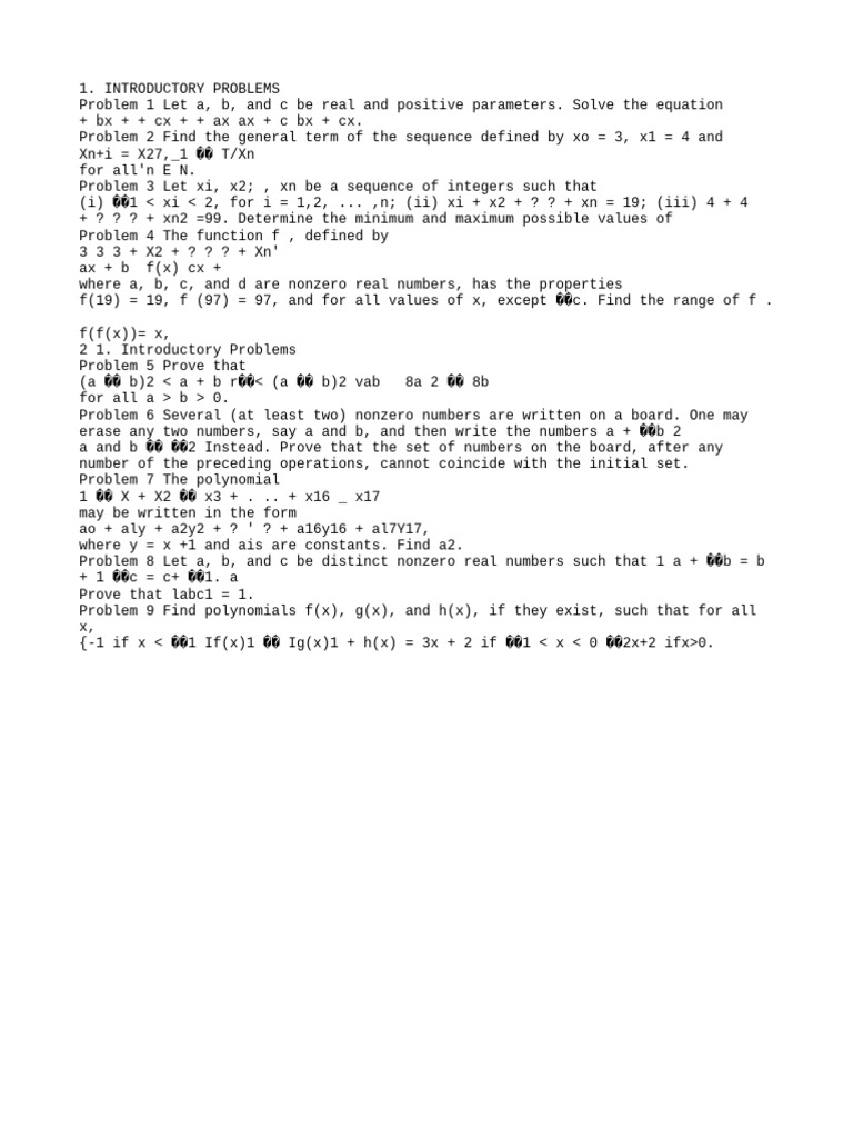 Introductory Math Problem Set | PDF