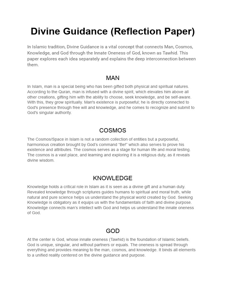 Divine Guidance (Reflection Paper) | PDF | Tawhid | God