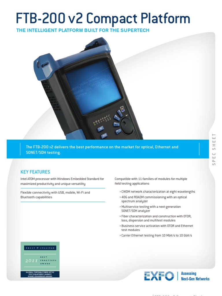 Exfo Ftb-200v2 Otdr Spec Sheet | PDF