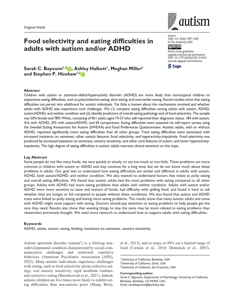 Eating Difficulties in Autistic Adults | PDF | Autism | Attention ...