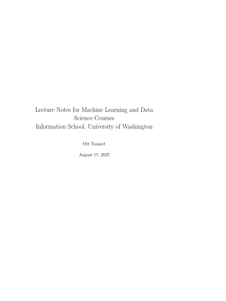 Machine Learning Lecture Notes | PDF | Statistics | Probability Theory