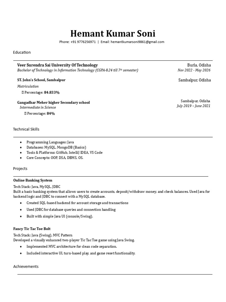 Hemant SDE Resume | PDF