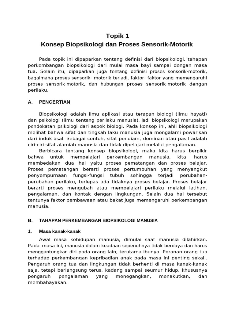 Biopsikologi dan Proses Sensorik-Motorik | PDF