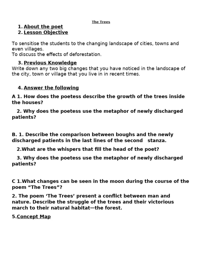 Understanding "The Trees" Poem Analysis | PDF