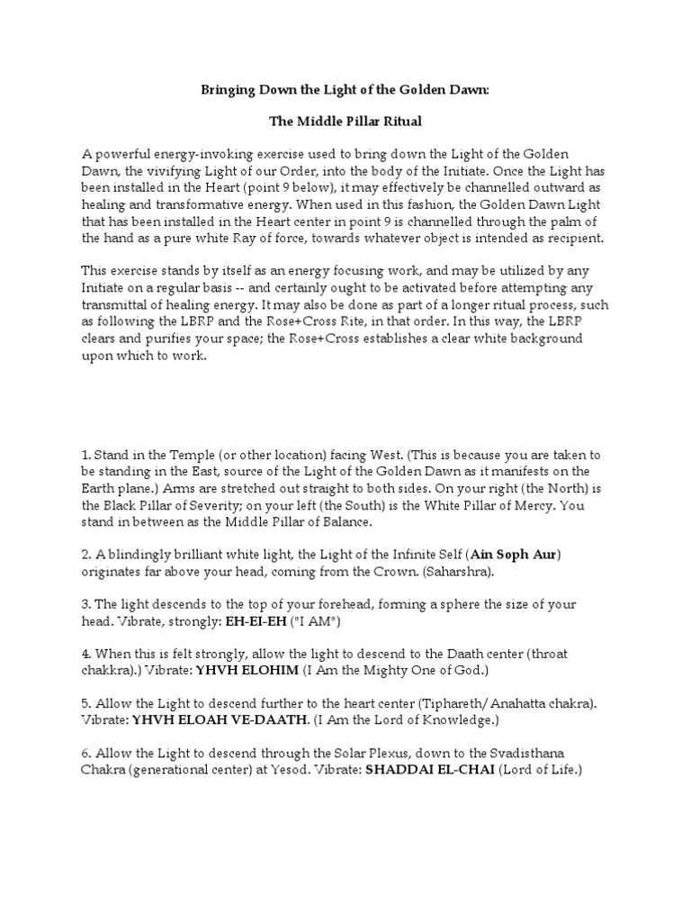Middle Pillar Ritual Guide | PDF | Light