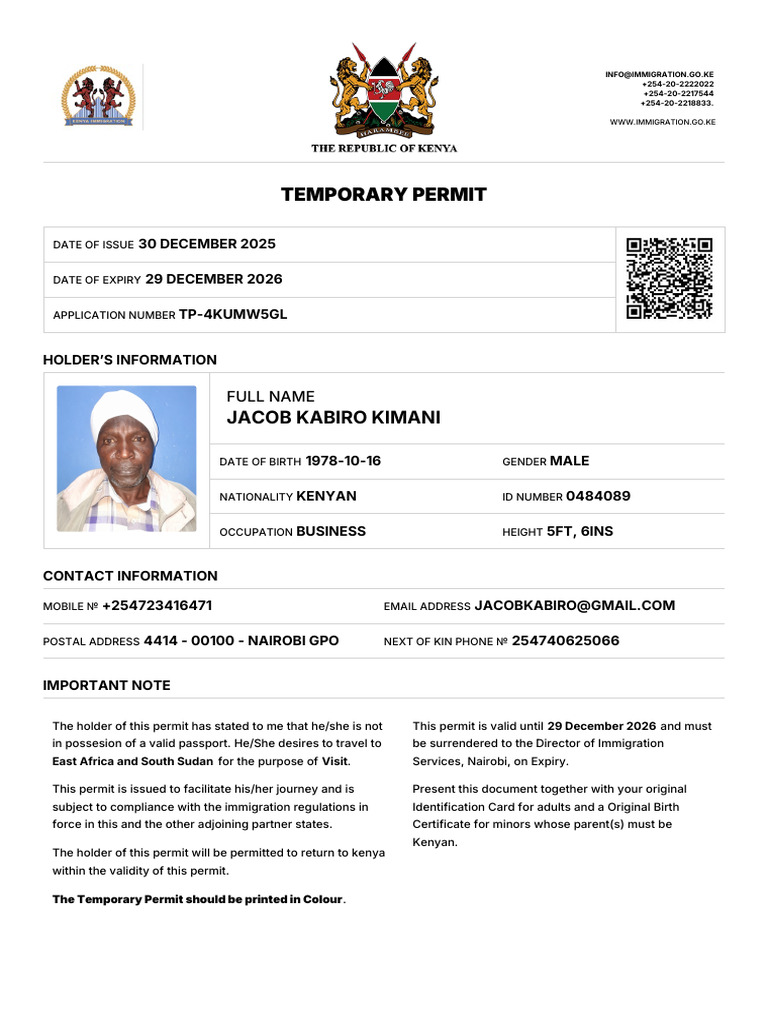 Tp 4kumw5gl Temporary Permit | PDF | Identity Document | Access Control