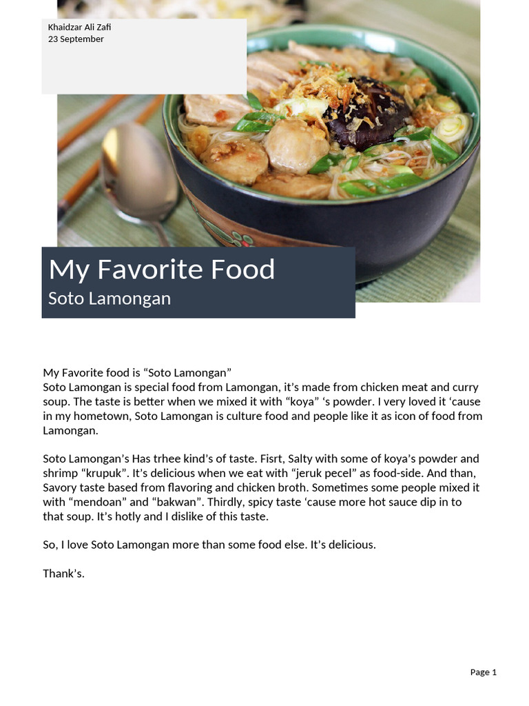 My Fav Food (Zafi) | PDF