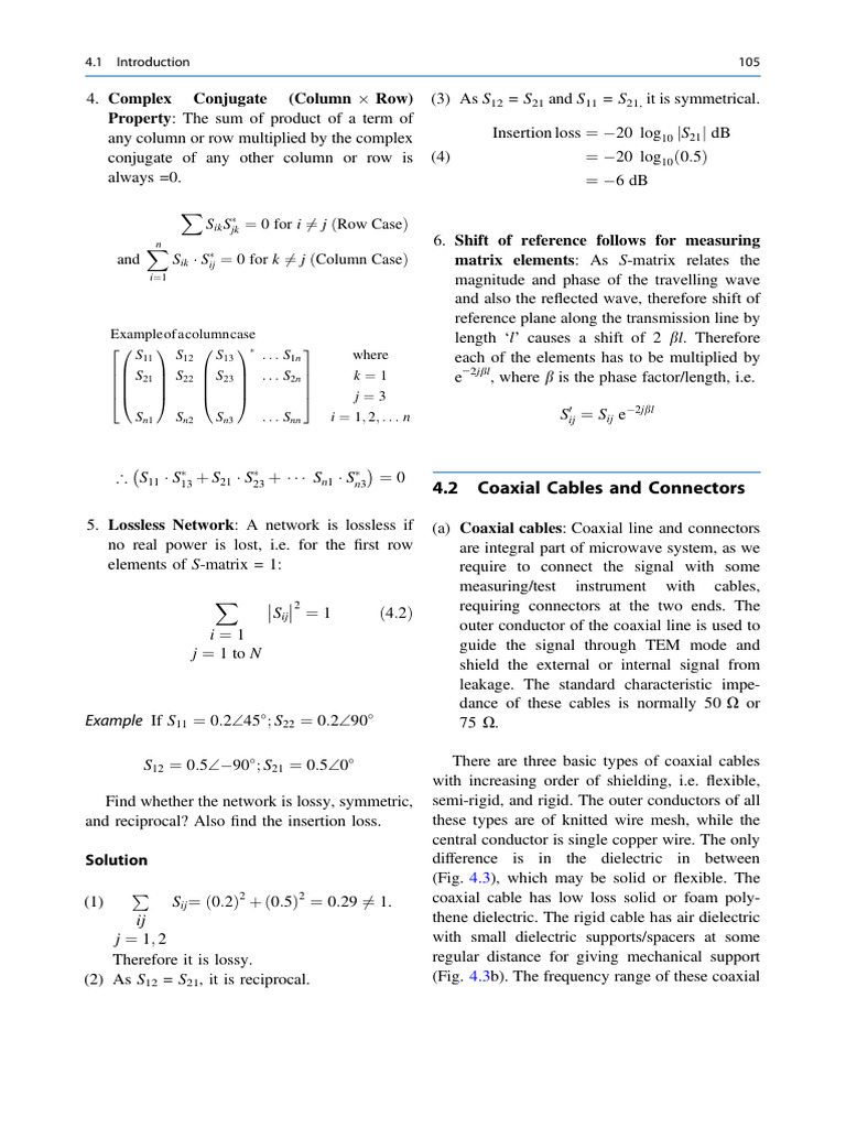 Complex Conjugate and Lossless Networks | PDF | Coaxial Cable ...