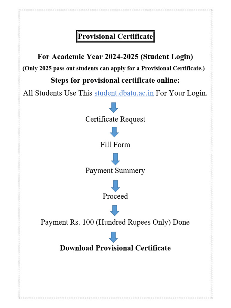 Steps For Provisional Certificate Online | PDF