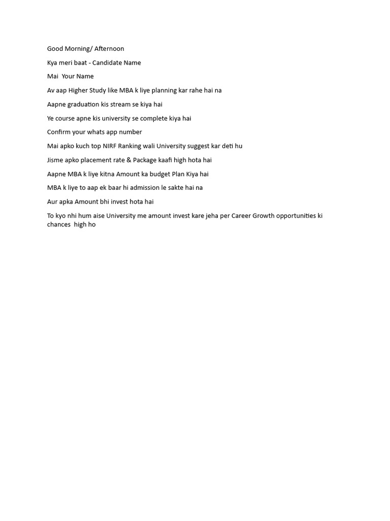 Sales Script | PDF