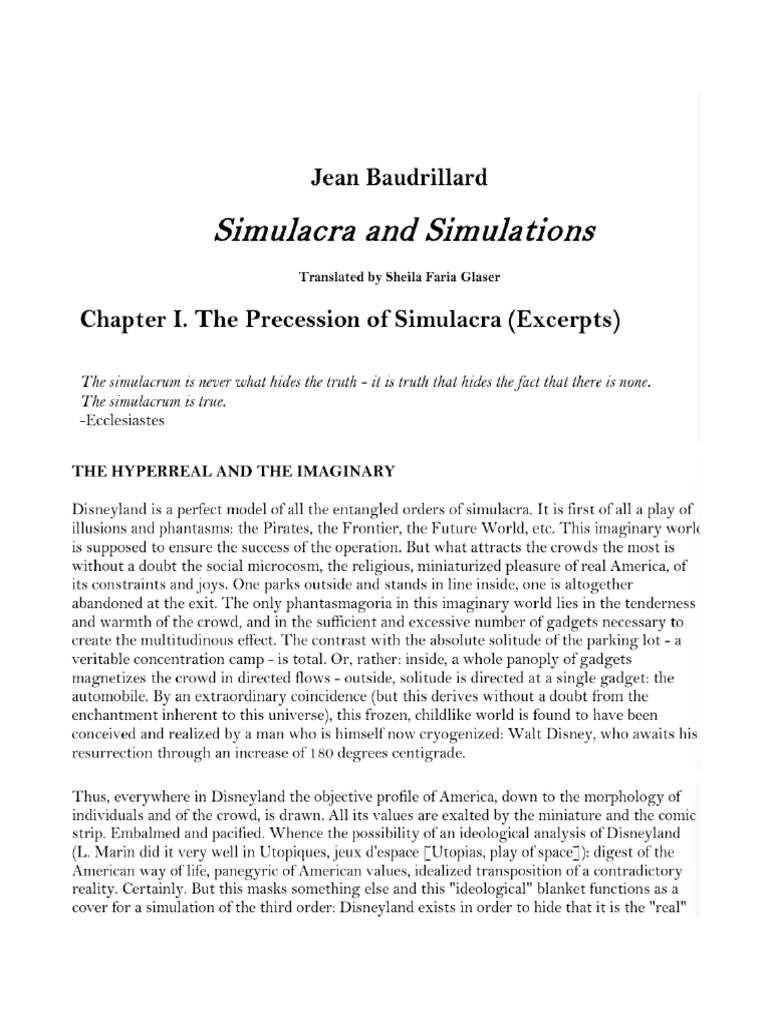 Baudrillard-Simulation and Simulacra-Short Excerpt | PDF