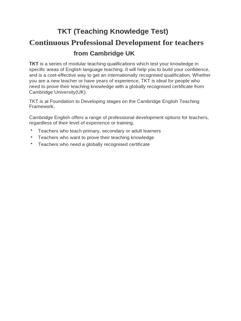 Continuous Professional Development For Teachers | PDF