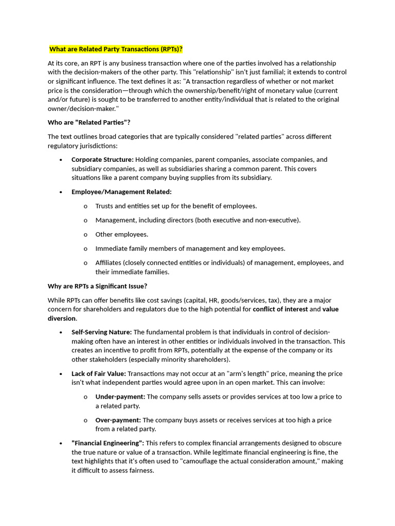 Understanding Related Party Transactions | PDF | Governance | Risk