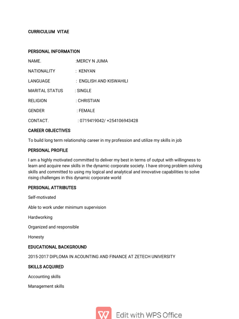 Mercy CV | PDF