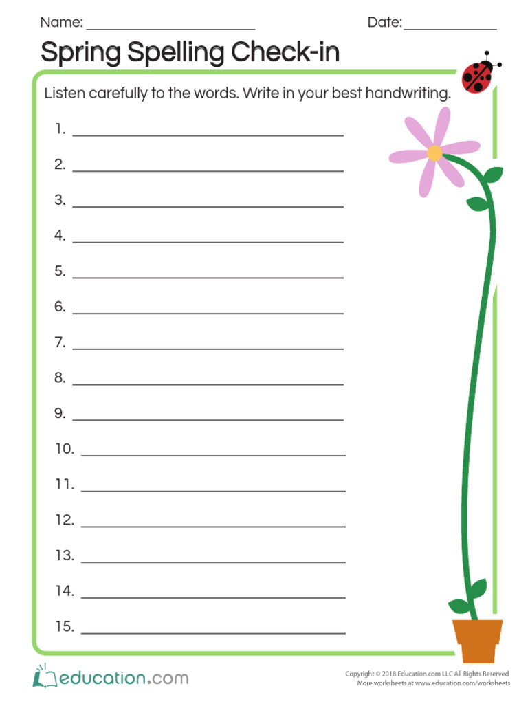 Spring Spelling Check in | PDF