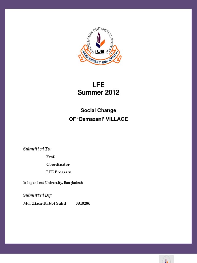 LFE Report on Demazani Village | PDF
