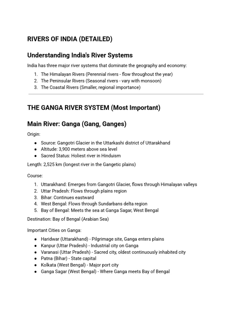 Major River Systems of India Explained | PDF | Soil | Indus River
