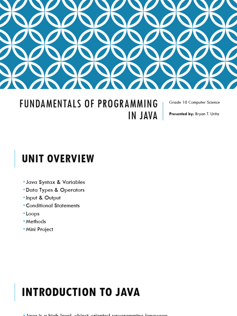 Java Programming Basics for Grade 10 | PDF | Java (Programming Language ...