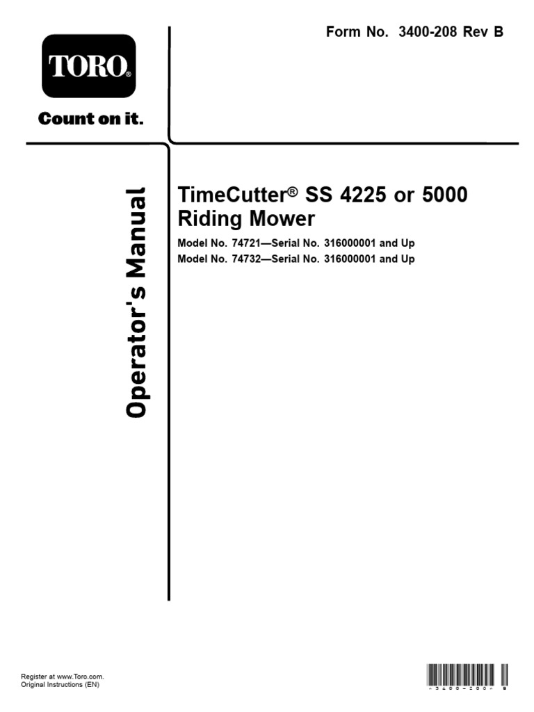 Toro TimeCutter SS 4225/5000 Manual | PDF | Gasoline | Mower