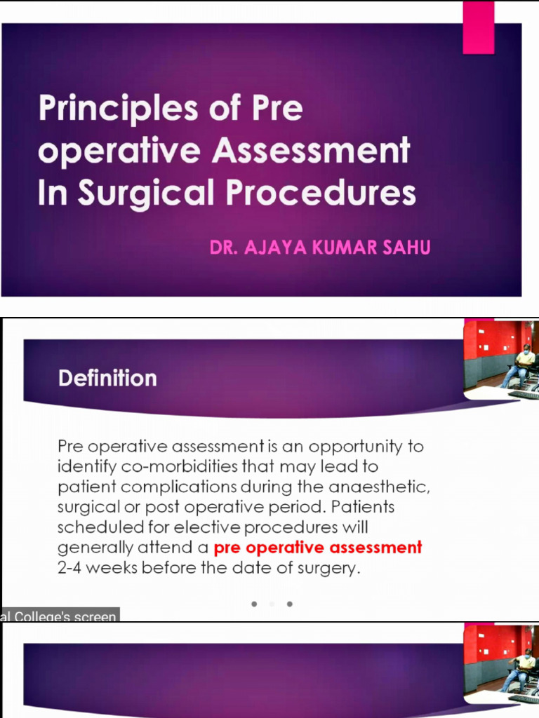 Surgery-Principles of Pre Operative Assessment in Surgical Procedures | PDF