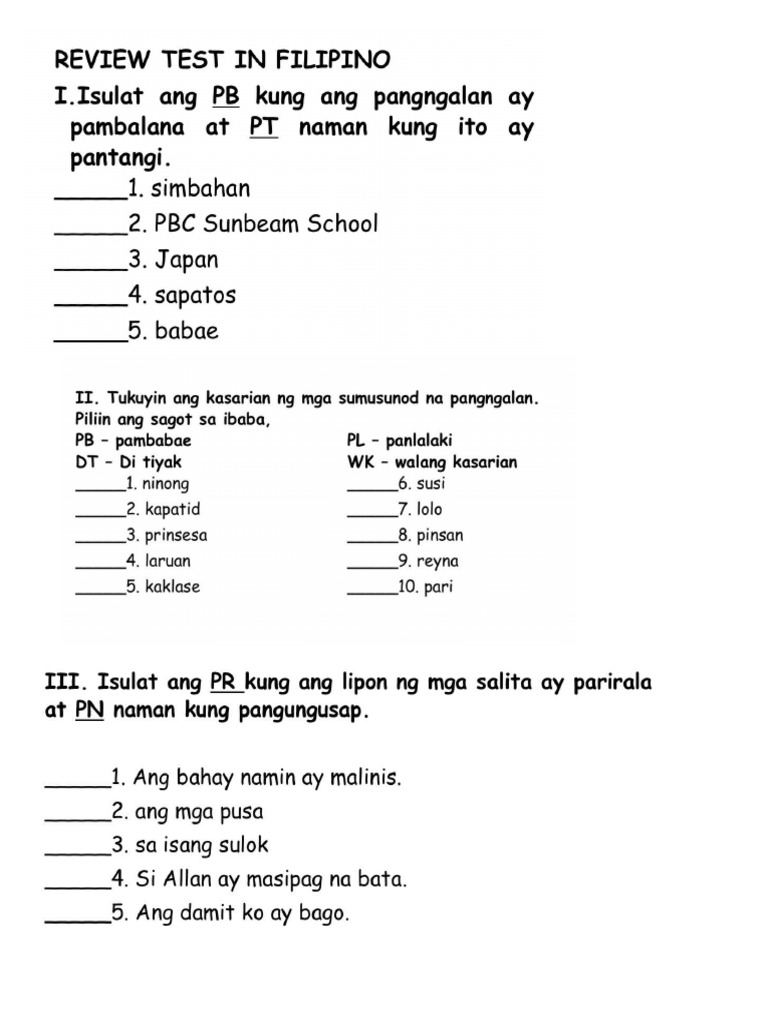 Grade 2 Math and Filipino Pwe q1 Reviewer | PDF