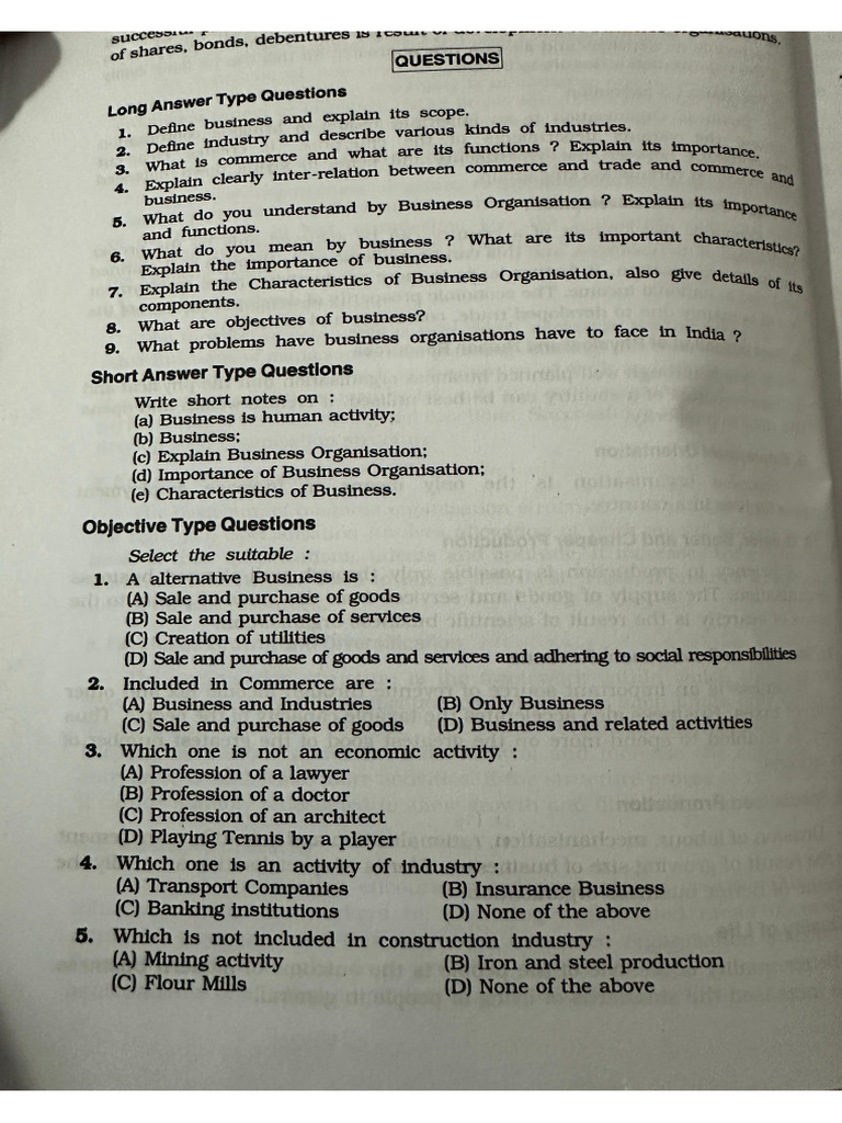Concept of Business Objectives Questions | PDF