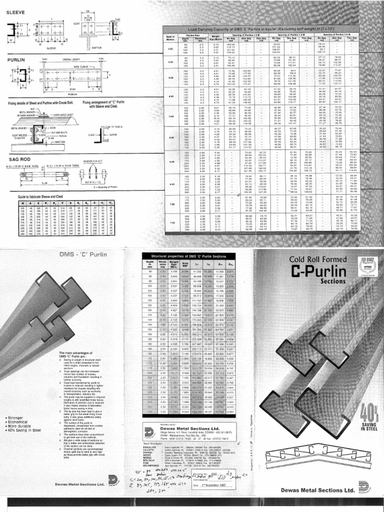 C-Purlin Vendor Catlog-Dewas Metal Sections Ltd | PDF