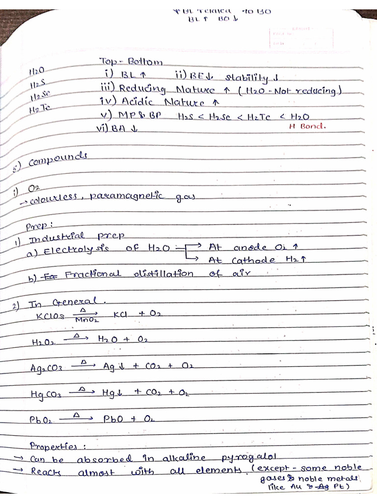 Oxygen Family Compounds | PDF