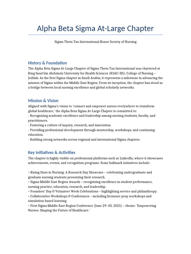 Alpha Beta Sigma Chapter Profile | PDF