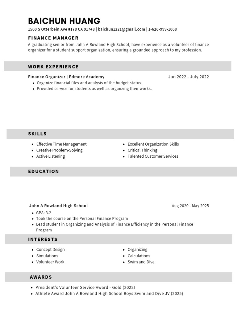 Traditional Mock Resume PDF | PDF