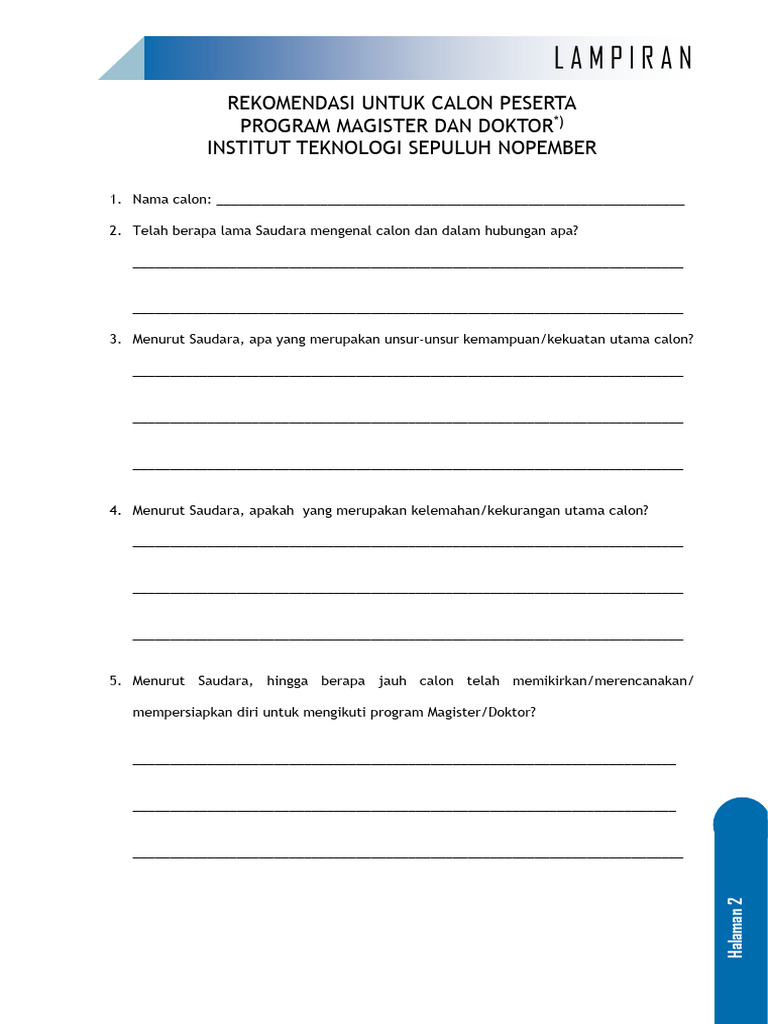Format Rekomendasi MMT Its 2020 | PDF