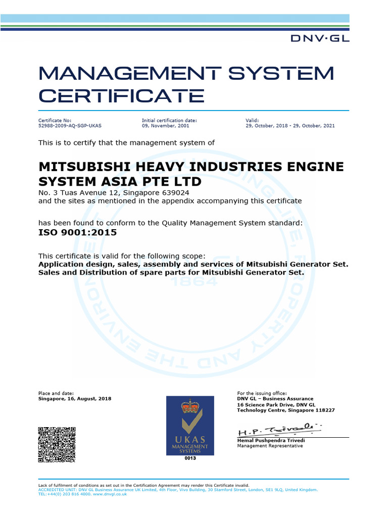 ISO 9001:2015 Certification for Mitsubishi | PDF | Production And ...