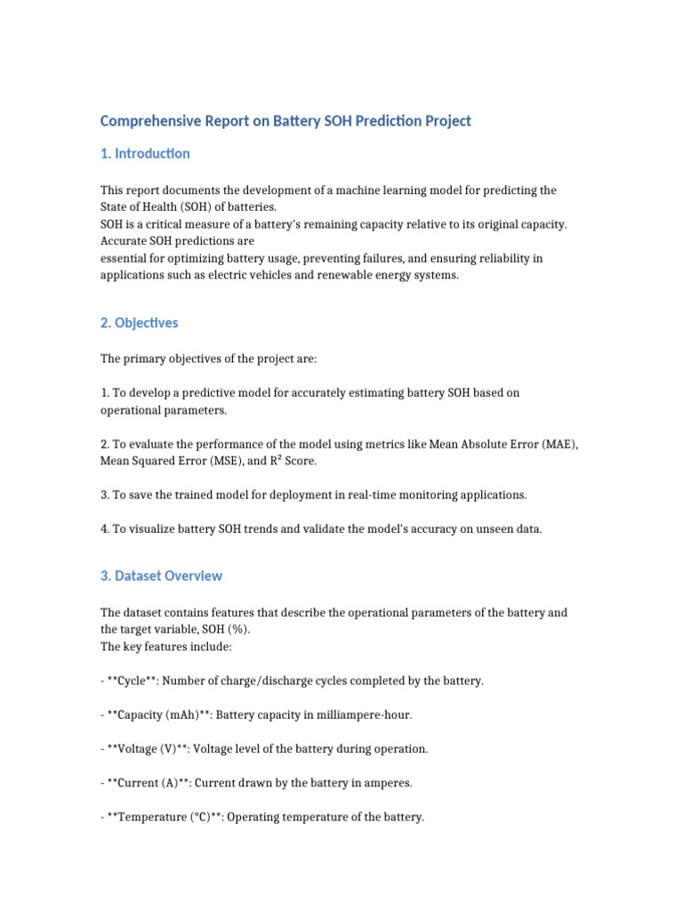 Battery SOH Prediction Model Report | PDF | Mean Squared Error ...