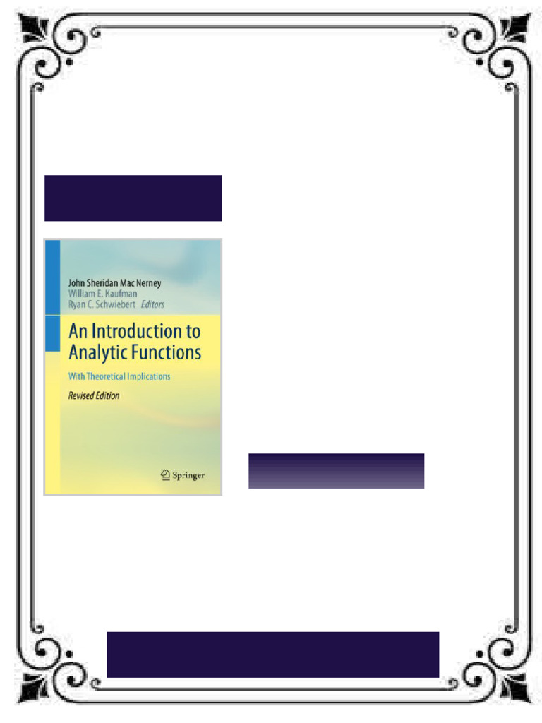 An Introduction to Analytic Functions With Theoretical Implications ...