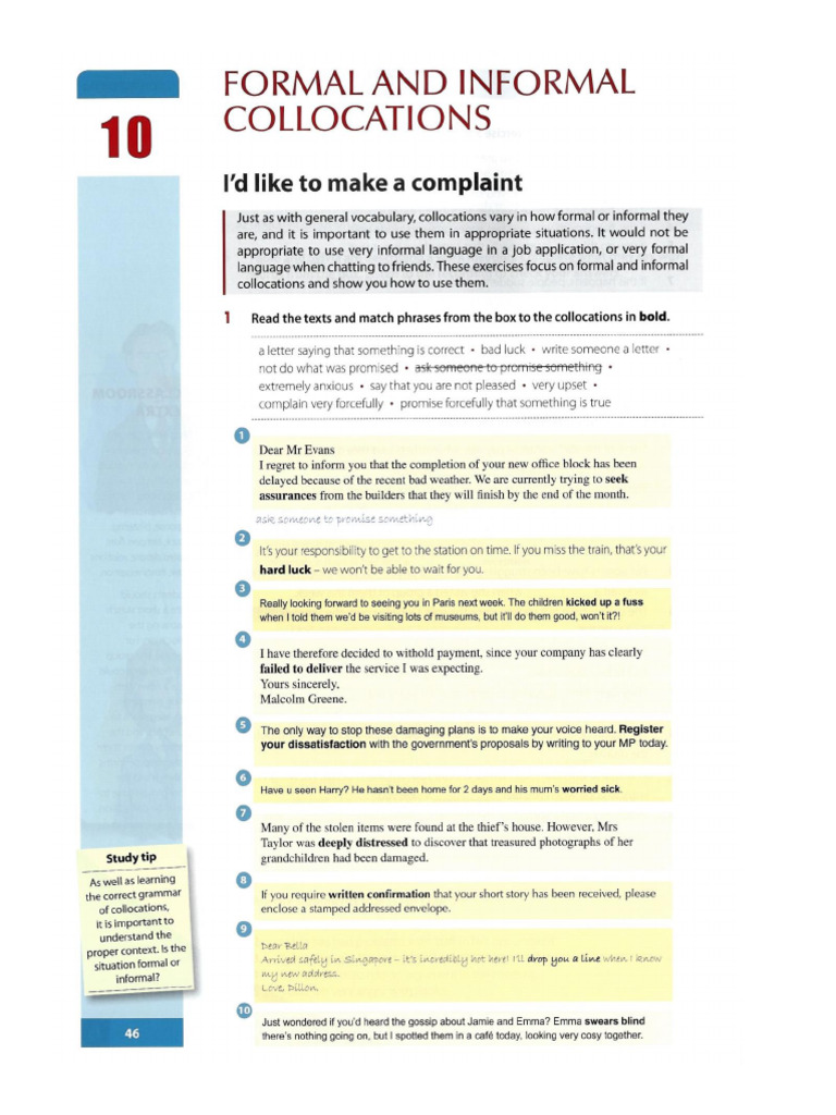Collocations For Self-Study Week 8 | PDF