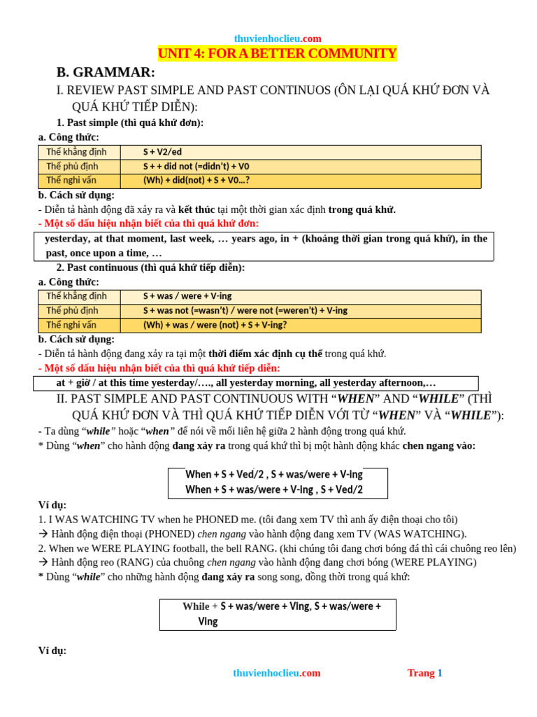 Bai Tap Bo Tro Tieng Anh 10 Global UNIT 4 FOR A BETTER COMMUNITY | PDF ...