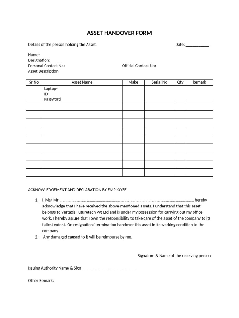 Asset Form | PDF