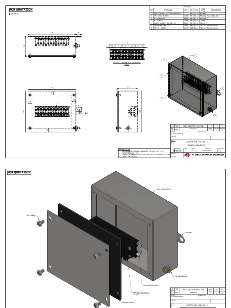 SHOPDRAWING - JUNCTION BOX - 175 X 150 X 70 | PDF | Mechanical ...