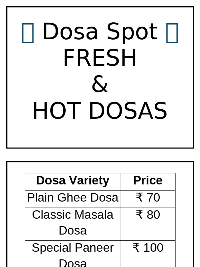 ? Dosa Spot ? | PDF