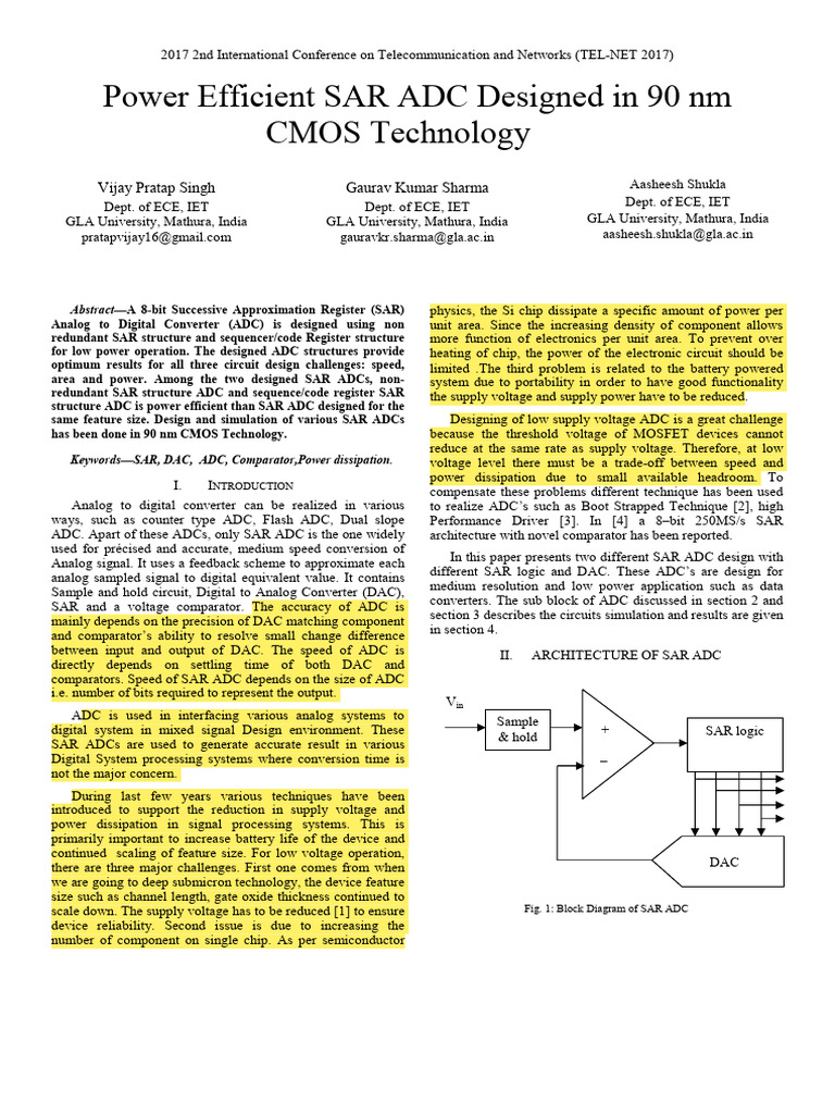 Power Efficient SAR ADC Designed in 90 NM CMOS Technology | PDF ...