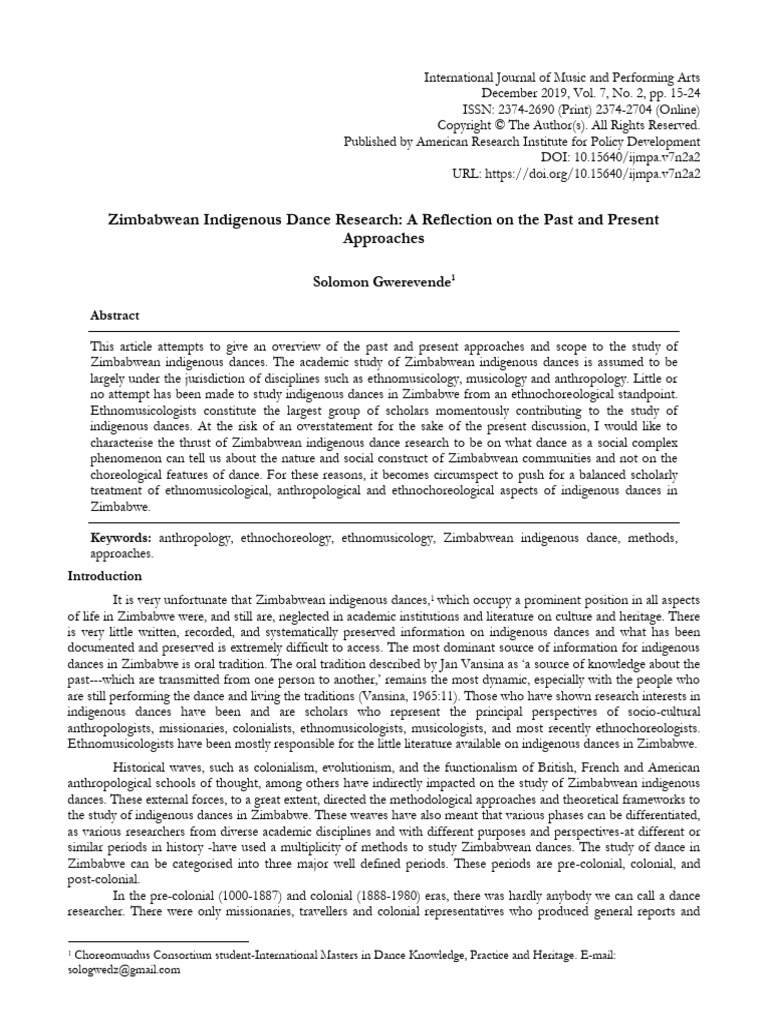 Zimbabwean Indigenous Dance Research Overview | PDF | Anthropology ...
