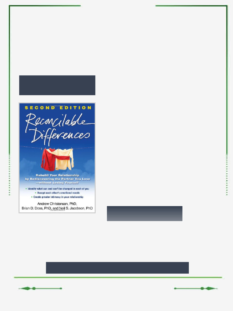 Reconcilable Differences Rebuild Your Relationship by Rediscovering the ...
