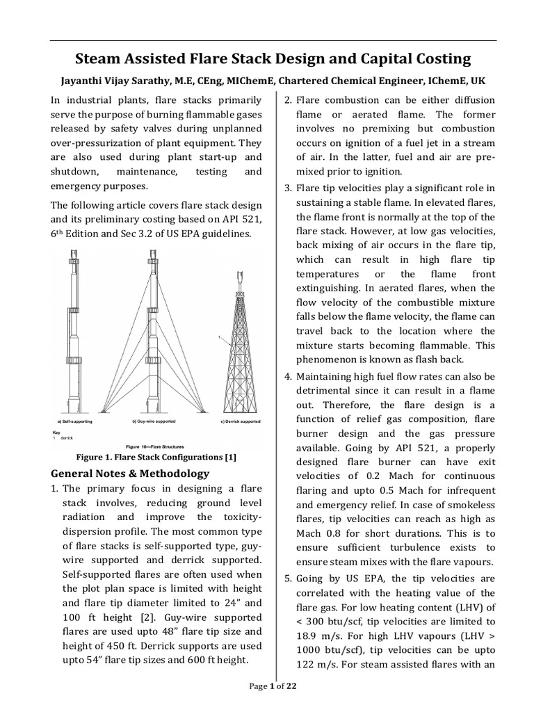 Steam Assisted Flare Stack Design and Capital Costing | PDF | Propane ...