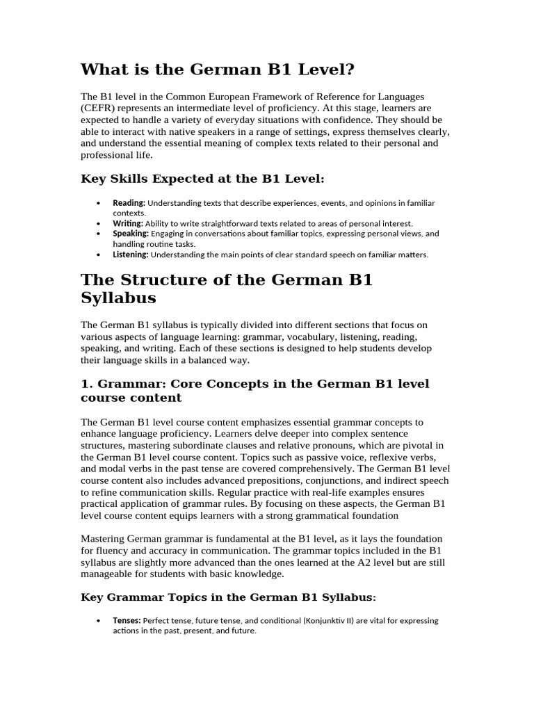 What Is The German B1 Level | PDF | Reading Comprehension | Vocabulary