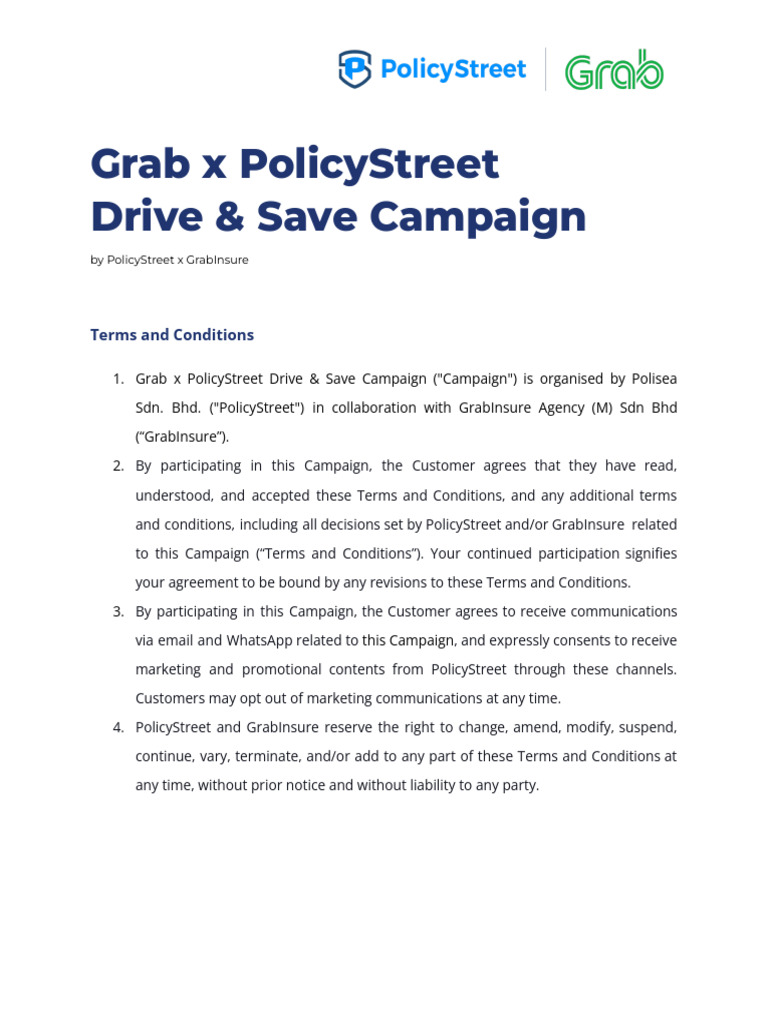 TC Grab X PS Drive Save Campaign REVISED | PDF | Insurance | Point Of Sale