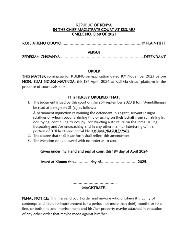 Rose Adoyo Order | PDF